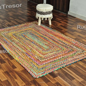 Braided Chindi Rug, Bohemian Cotton Rug, Woven Rag Rug, 8x10 Living ...