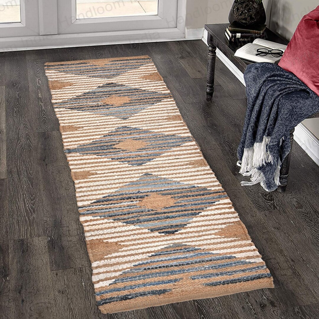 Diamond Shape Braided Hallway Runner 2X10 Ft Antique Living Room Rug ...