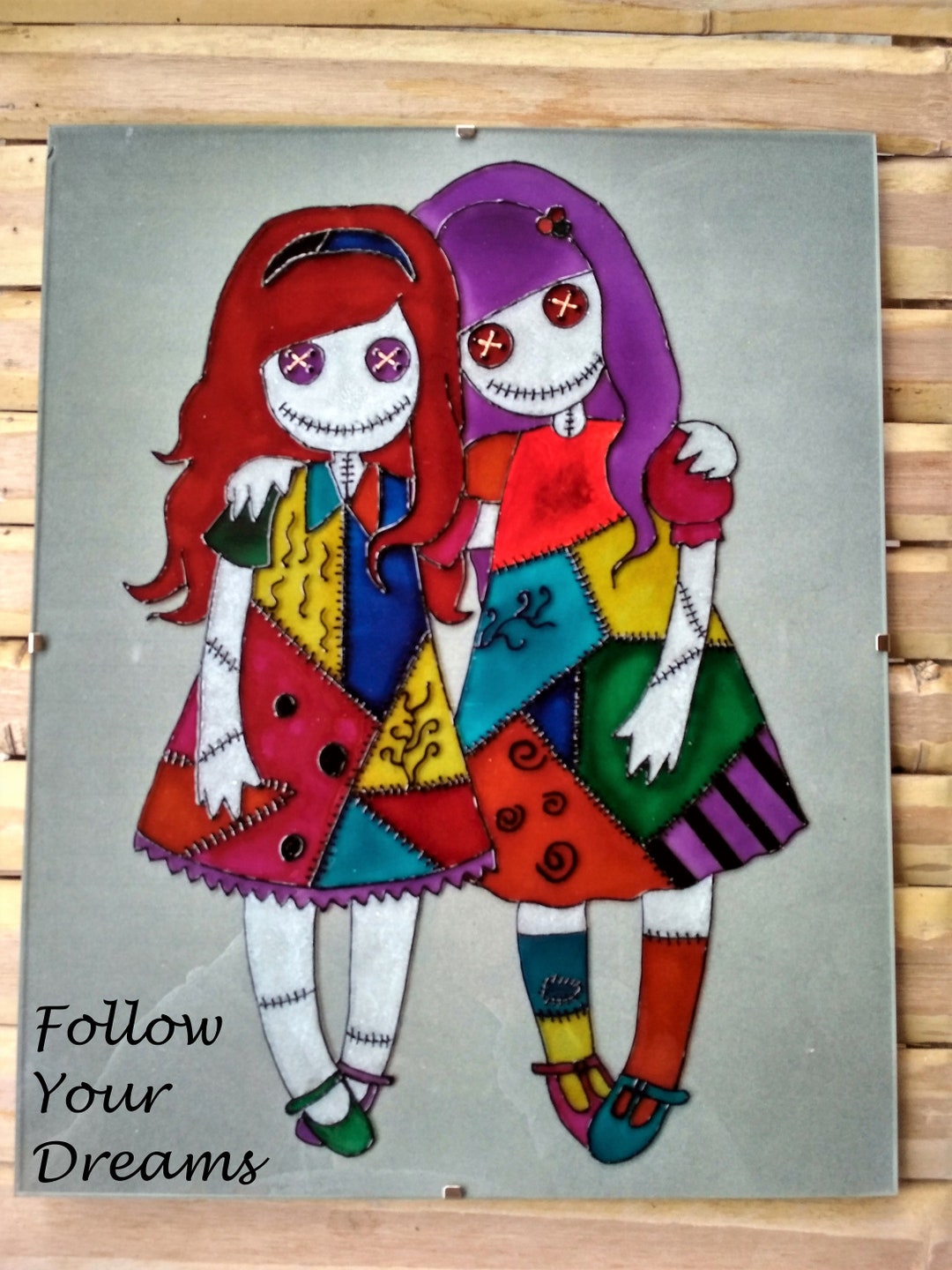 Burtonized Girls/ Glass Painting Frame/ Gift/ Wall Decor / Handmade - Etsy
