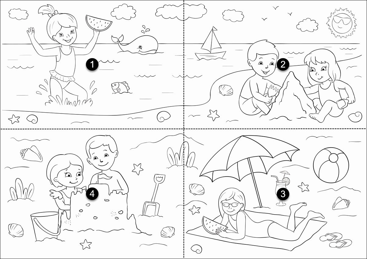 Printable Coloring Page **spacial Summer Price** Summer at the Beach ...