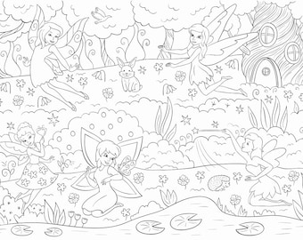 Princessess Magical World - Large Printable Coloring Poster for Kids ...
