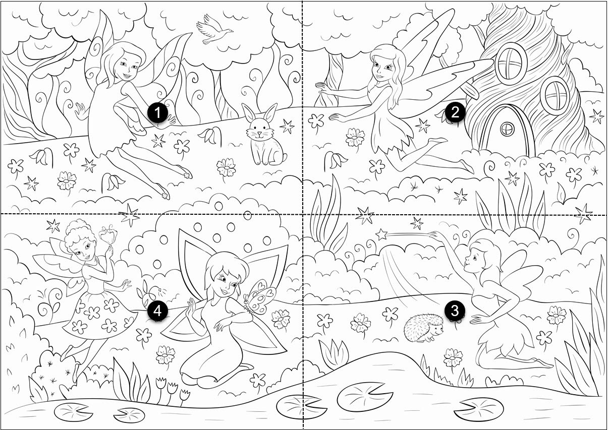 Magical Fairies World Large Printable Coloring Poster for Kids Instant ...