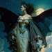 Gothic Bat Woman Oil Painting Flying Witch With Bat Wings in - Etsy