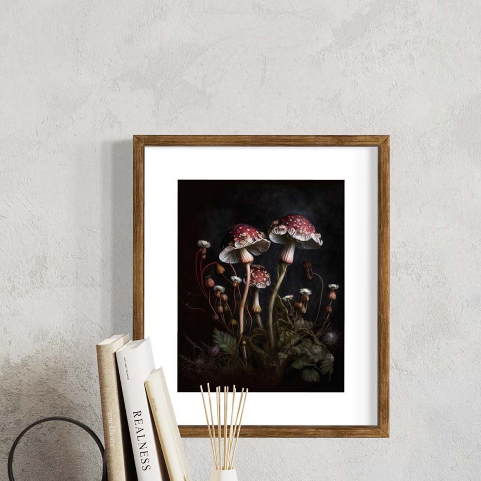 Dark Forest Mushroom Print, Vintage Mushroom Wall Art, Antique Mushroom ...