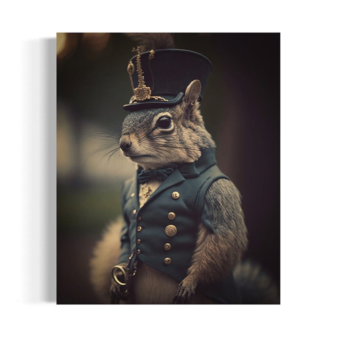 Squirrel in Clothes Art Captain Squirrel Anthropomorphic - Etsy