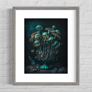 Vintage Mushroom Wall Art, Dark Forest Mushroom Print, Antique Mushroom ...