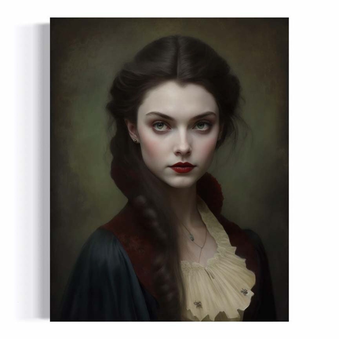 Woman Portrait Print | Vintage Portrait Oil Painting, Dark Academia ...