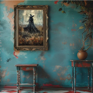 Moody Witch Wall Art Print, Witchy Rustic Halloween Artwork, Occult Fantasy Gothic, Pagan ...