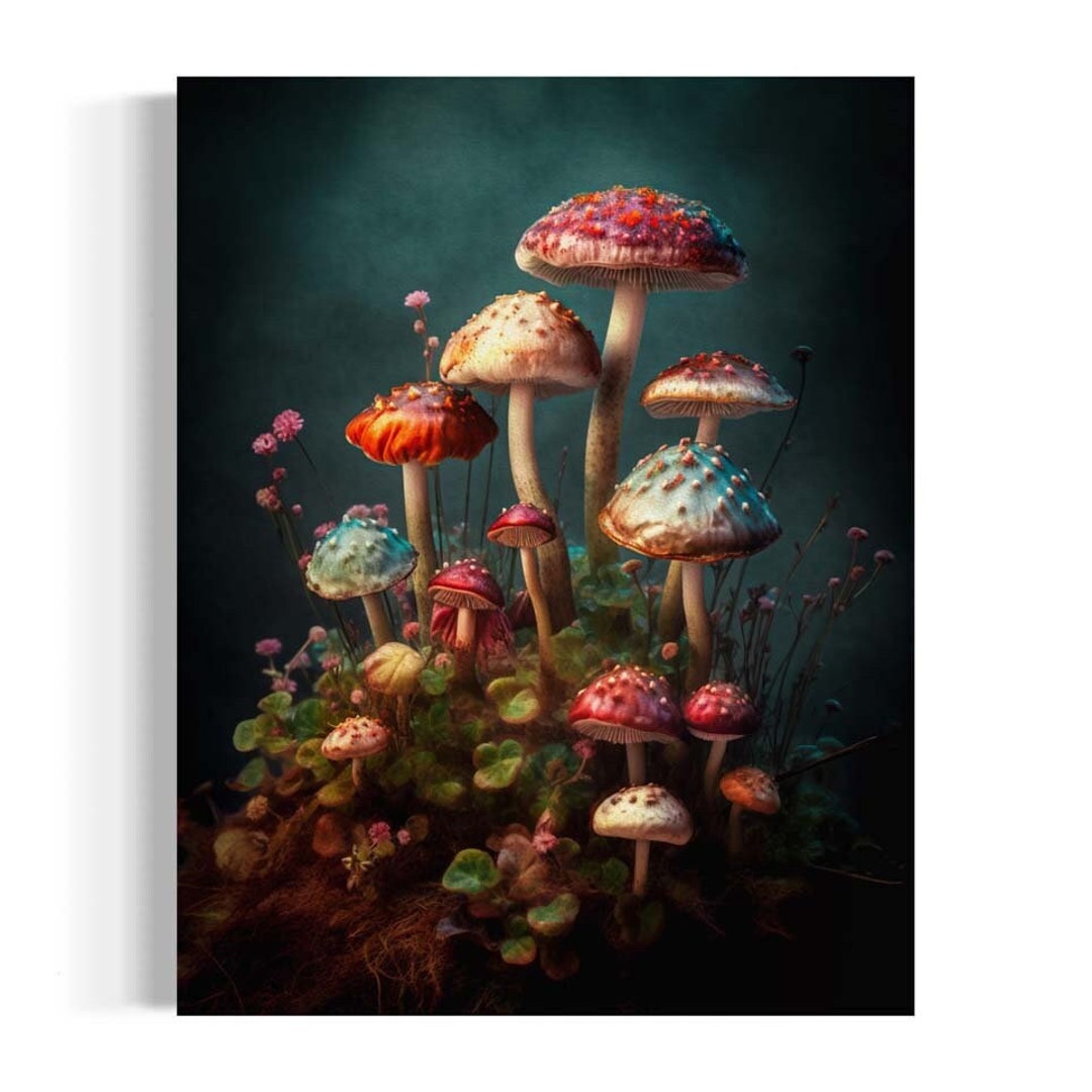 Vintage Mushroom Wall Art, Gothic Floral Still Life, Mushroom Decor ...