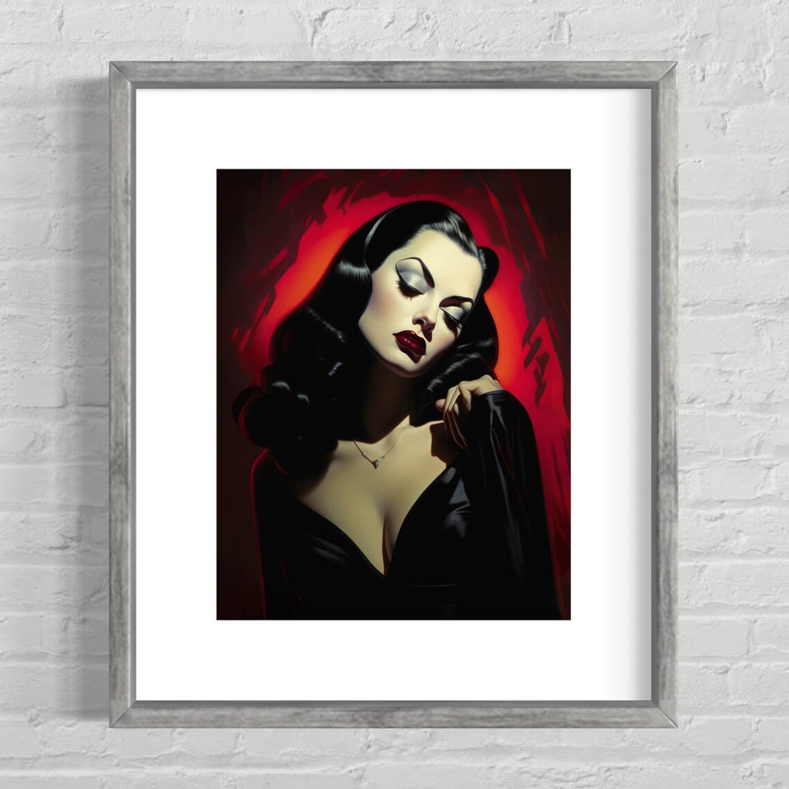 Raven Haired Femme Fatale, Feminine Noir Print, Pulp Fiction Wall Decor ...