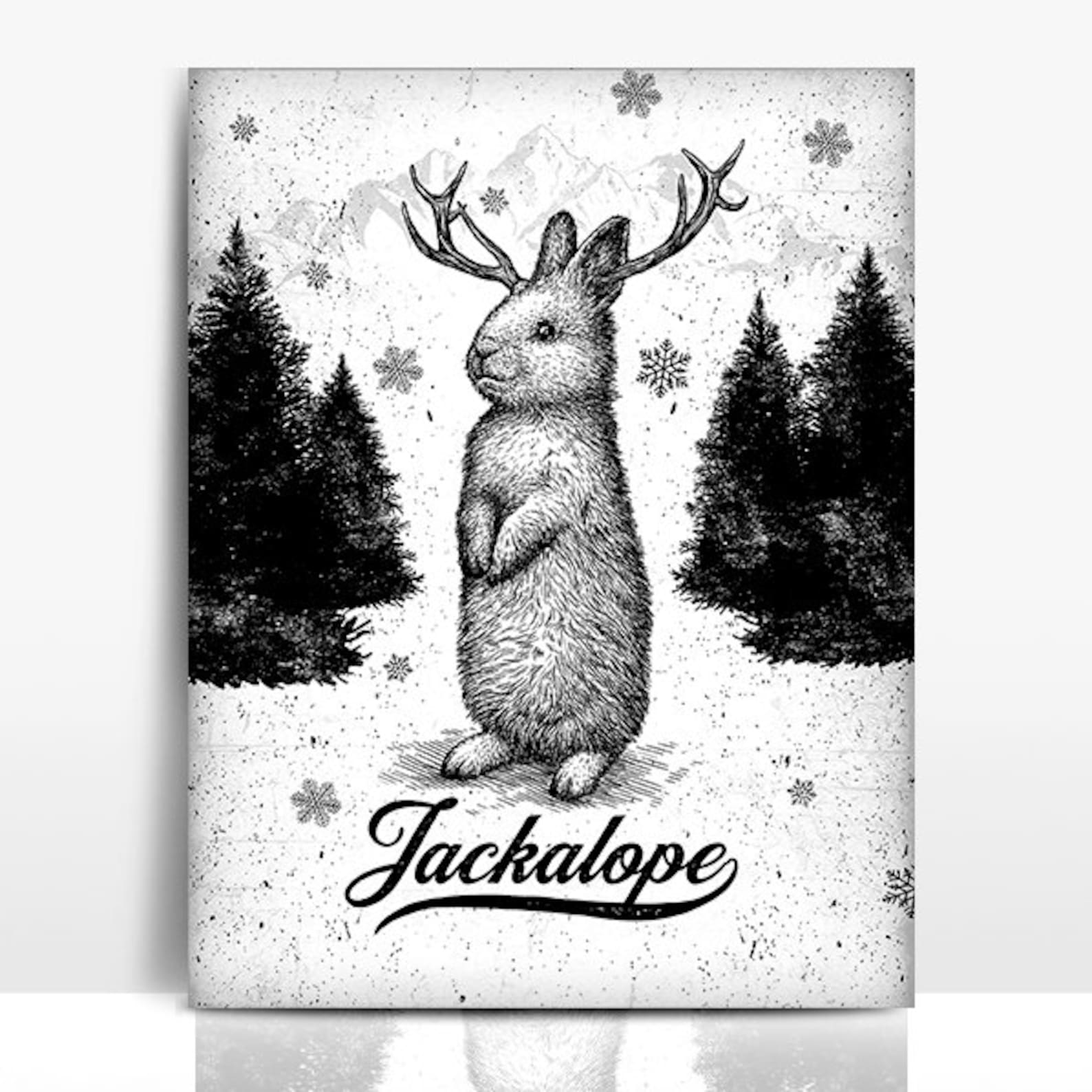 Winter Jackalope & Mery Christmas Poster or Print - Etsy