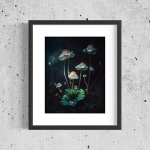 Dark Forest Mushroom Print, Vintage Mushroom Wall Art, Antique Mushroom ...