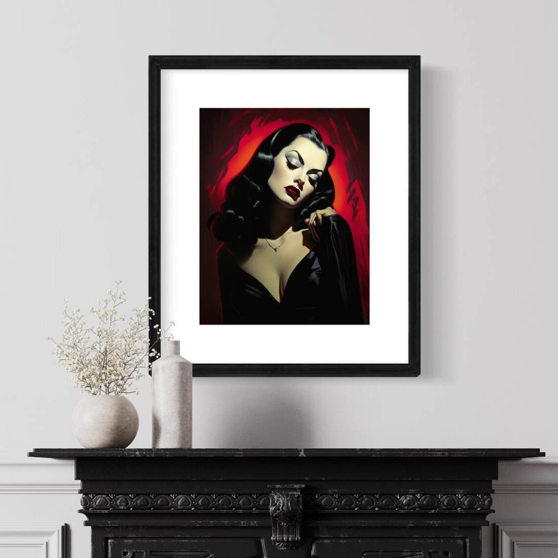 Raven Haired Femme Fatale, Feminine Noir Print, Pulp Fiction Wall Decor ...