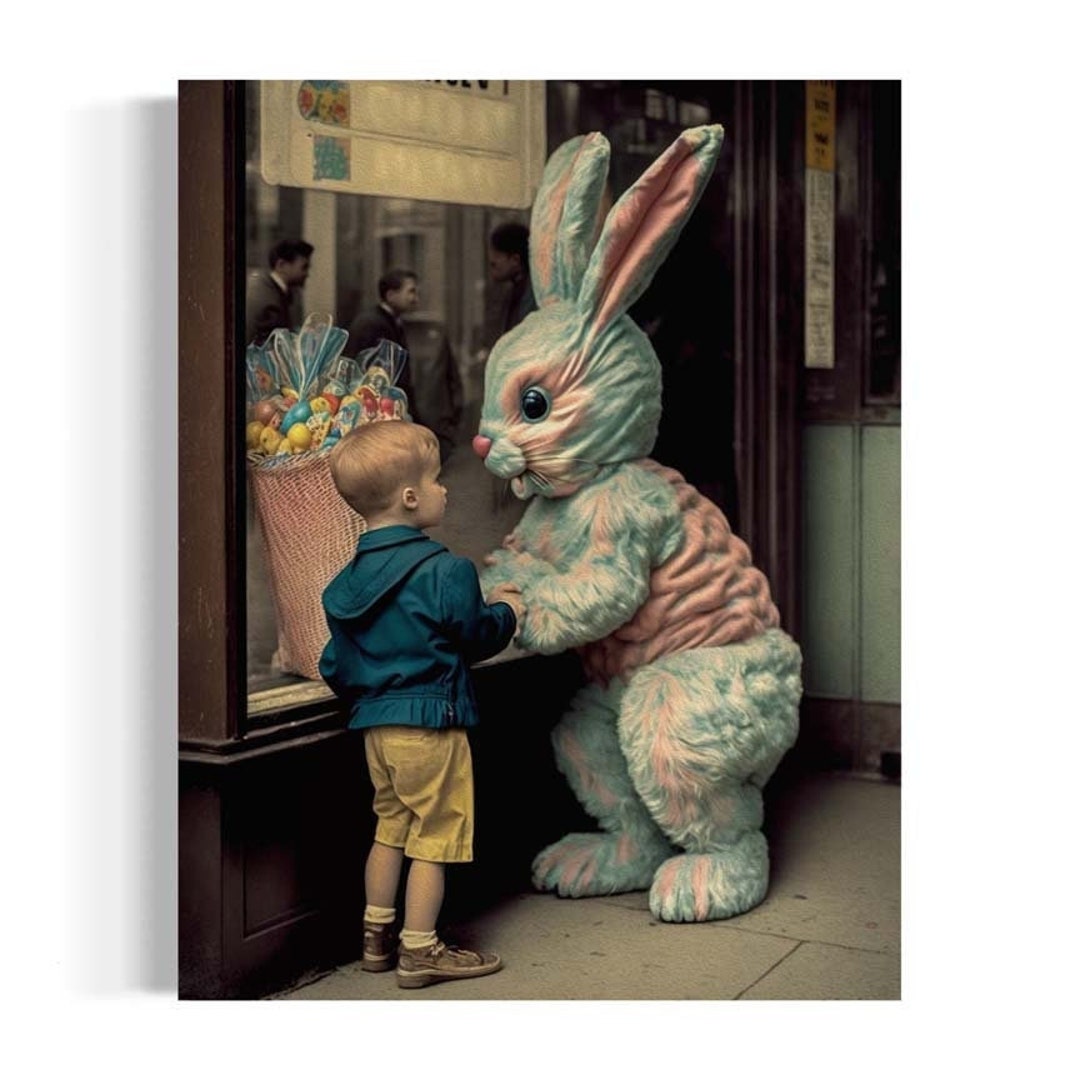 Easter Bunny Poster Scary Rabbit Painting Pop Surrealism - Etsy