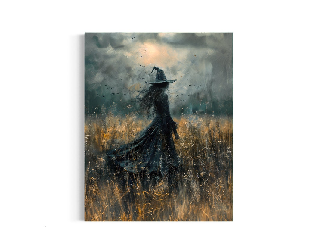 Moody Witchy Wall Art, Victorian Witch in a Field, Gothic Woman ...
