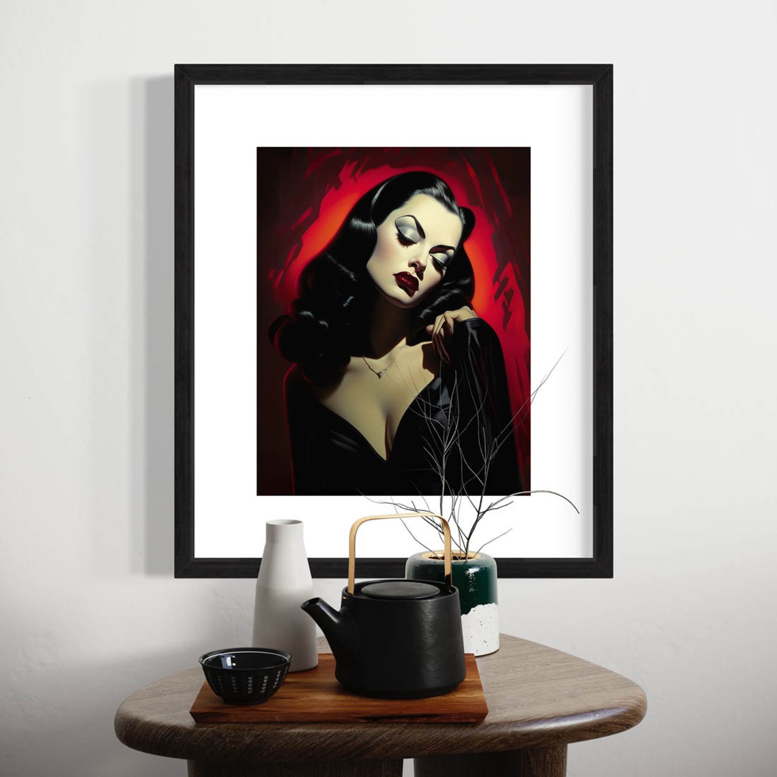Raven Haired Femme Fatale, Feminine Noir Print, Pulp Fiction Wall Decor ...