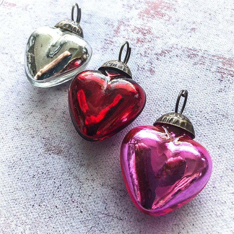 Valentine's Day One Inch Mini Mercury Glass Heart Sets - Etsy