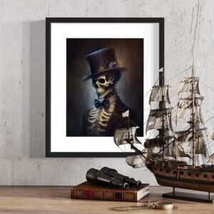 Vintage Skeleton Portrait | Gentleman Skeleton in Top Hat, Gothic Skull ...