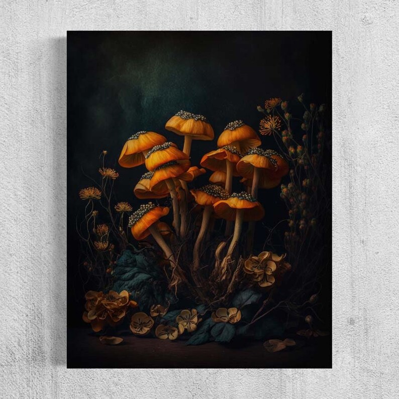 Gothic Floral Still Life Vintage Mushroom Wall Art Mushroom - Etsy