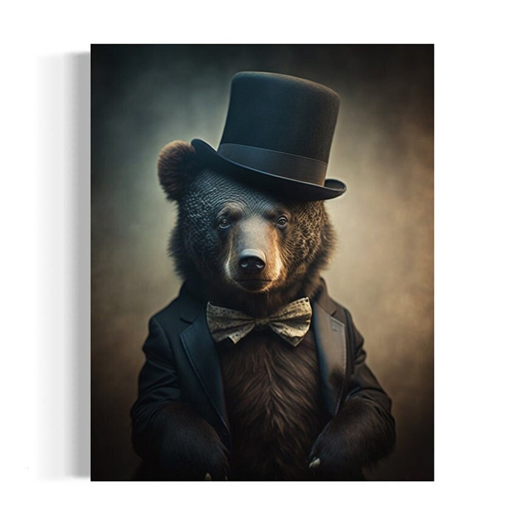 Bear Art Print, Animals in Clothes Art, Anthropomorphic Animal, Quirky Art, Cute, Print ...