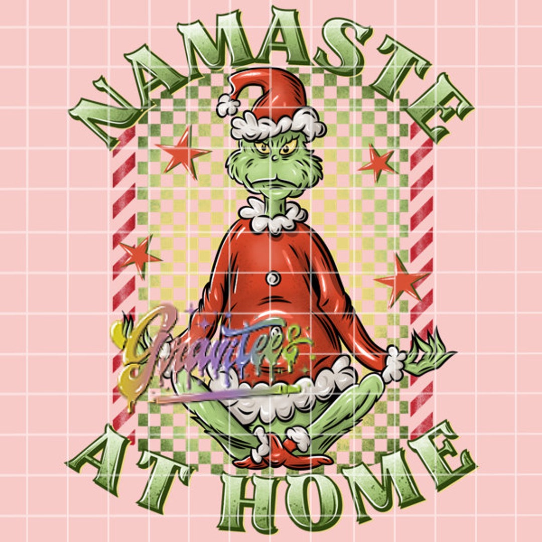 Namaste at Home Png, Trendy Christmas Clipart, Grouchy Green Guy ...