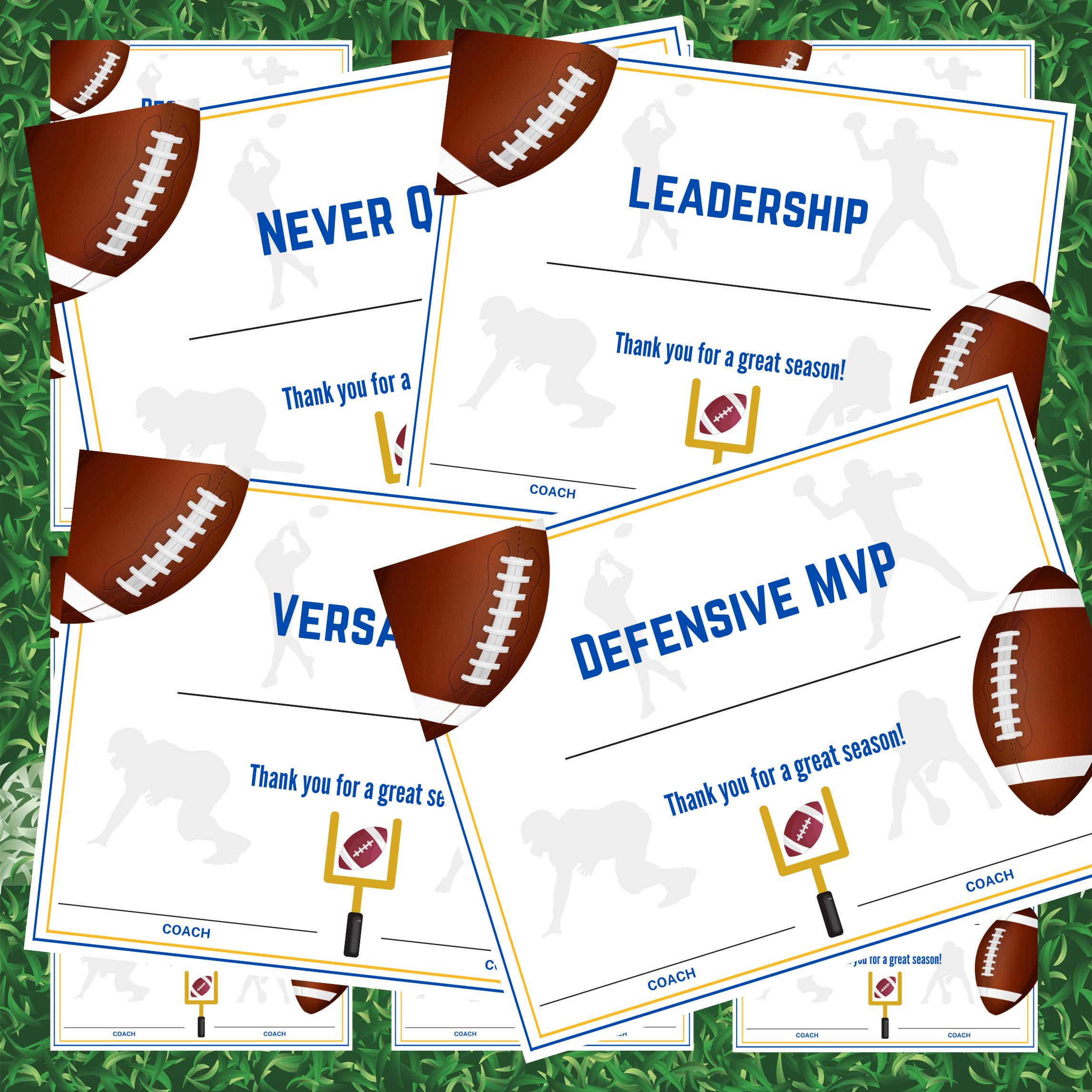 Personalized Football Award Certificates | Customizable Printable ...