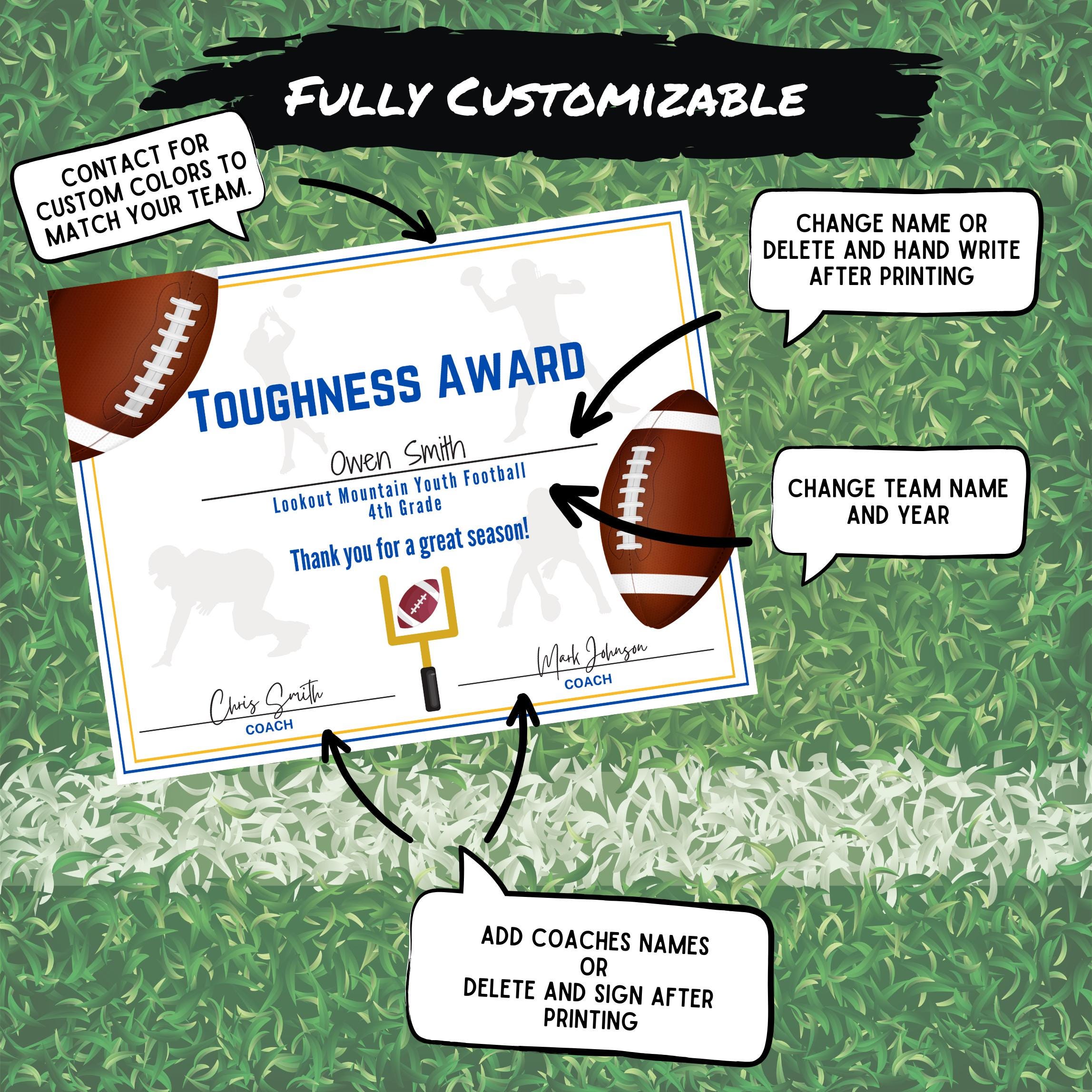 Personalized Football Award Certificates | Customizable Printable ...