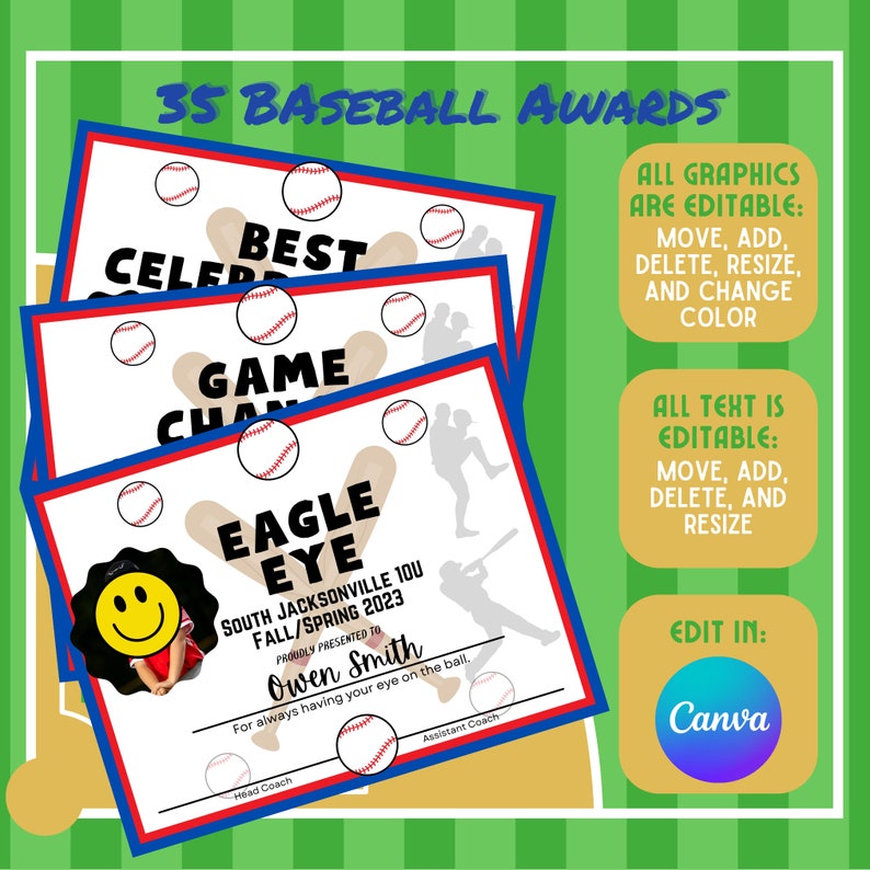 Editable Baseball Award Certificates: End of Season Team Awards ...