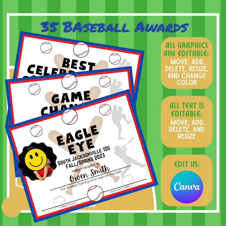 Editable Baseball Award Certificates: End of Season Team Awards ...