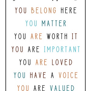 You Belong Here Print: Empowering Classroom Office Decor (digital ...