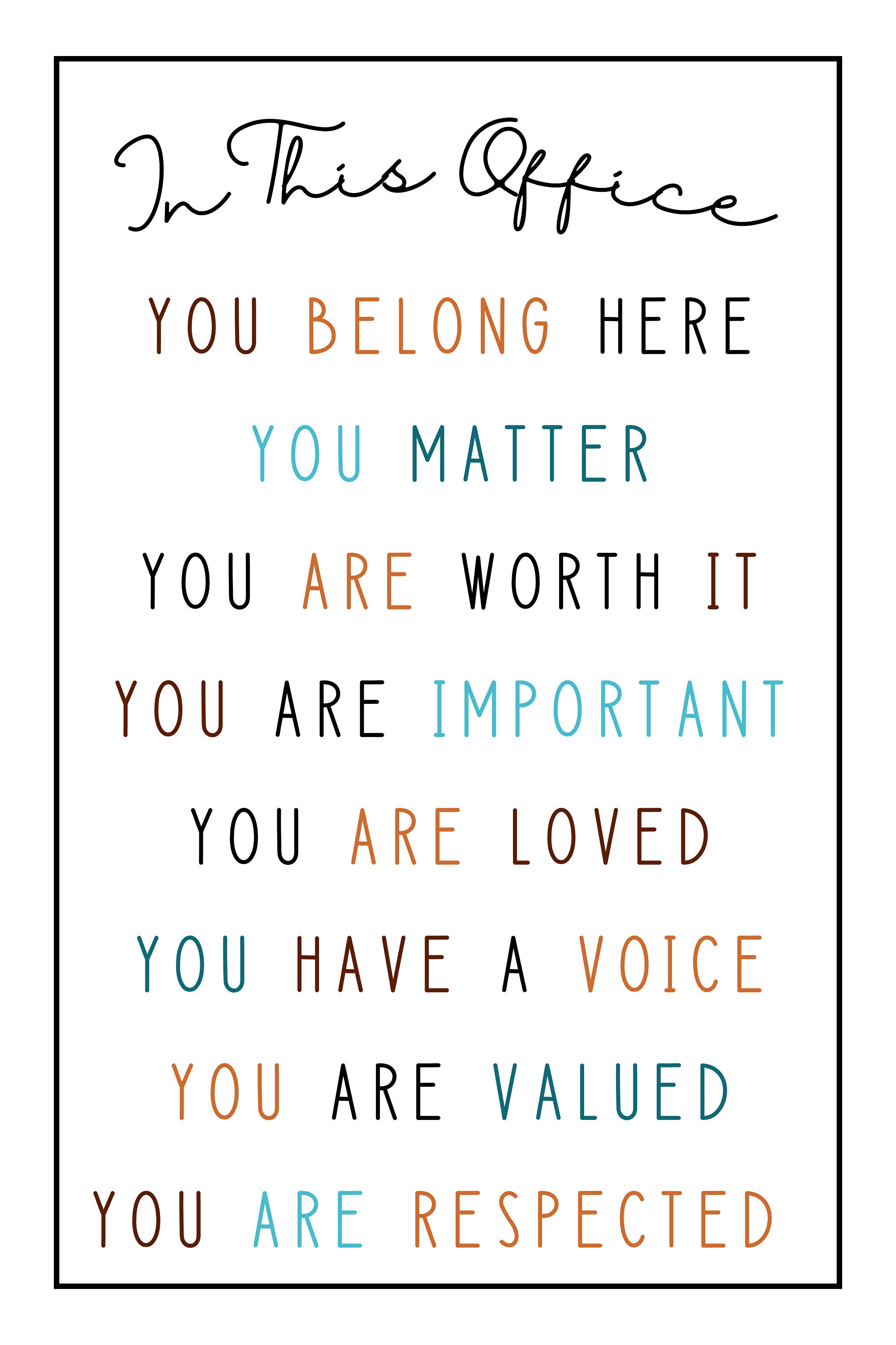 Empowering 'you Belong' Quote, Digital Art for Classroom or Office ...