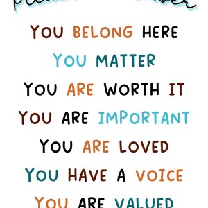 Empowering 'you Belong' Quote, Digital Art for Classroom or Office ...