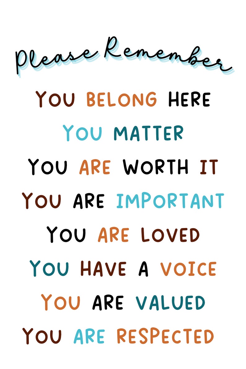 Empowering 'you Belong' Quote, Digital Art for Classroom or Office ...