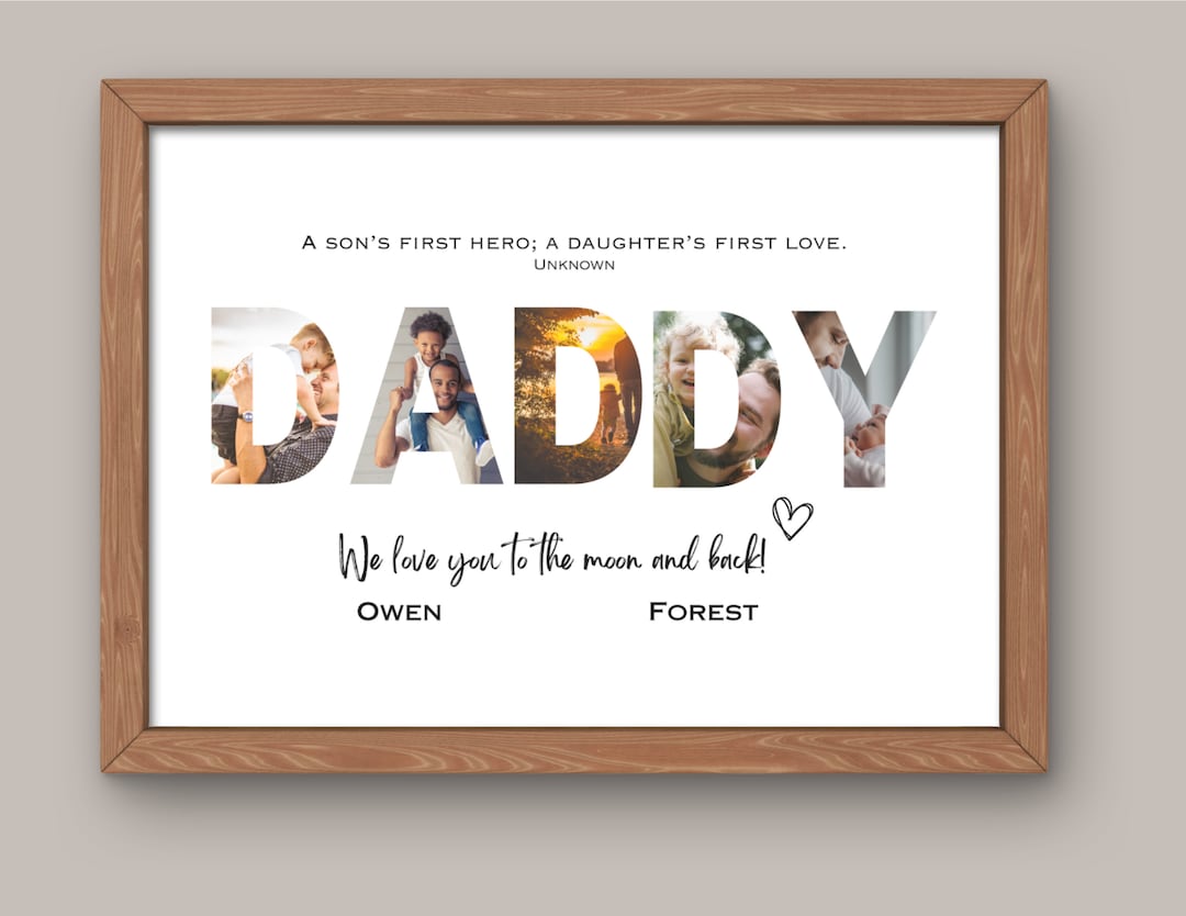 Fully Customizable DADDY Photo Collage Template, Personalized Father's ...