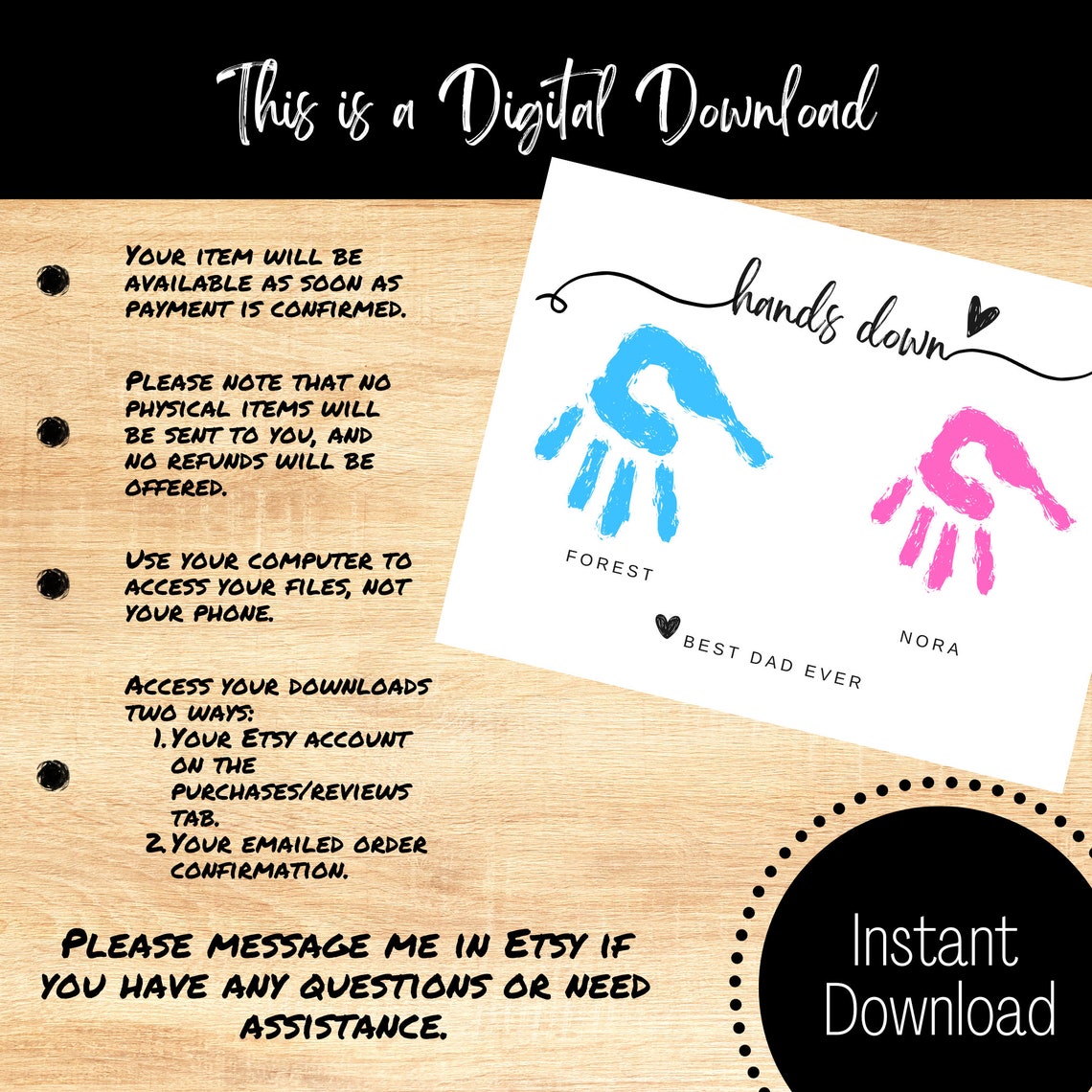 Father's Day Gift, Best Dad Ever Hands Down, Hand Print Art, Hand Print ...
