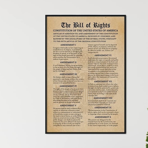 Bill Of Rights Poster Etsy
