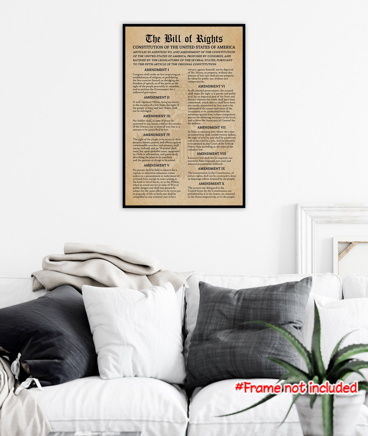 Constitution of the USA & Bill of Rights Poster Large, Bill of Rights ...