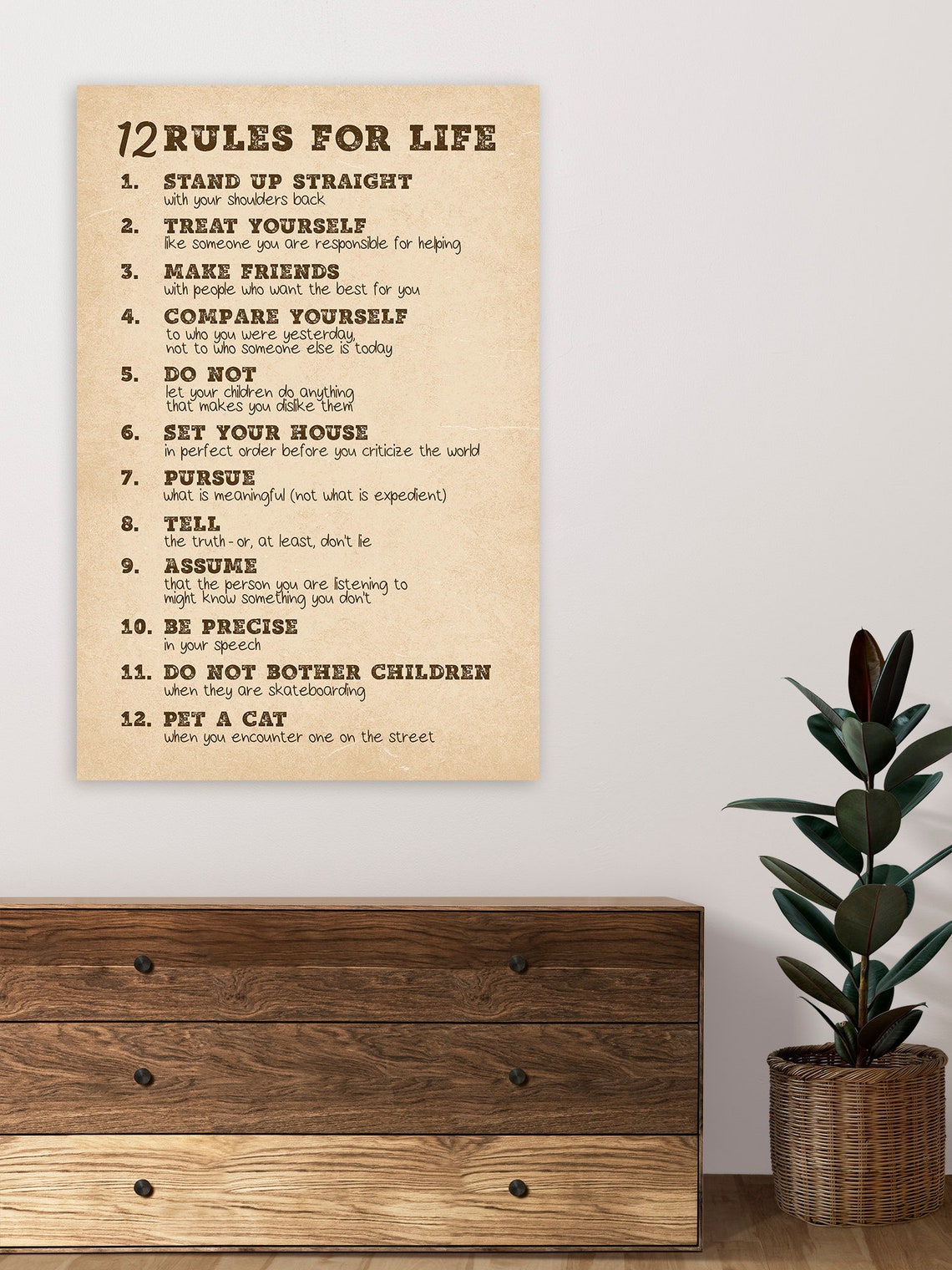 Rules for Life Motivational Poster Jordan Peterson Inspirational Wall ...