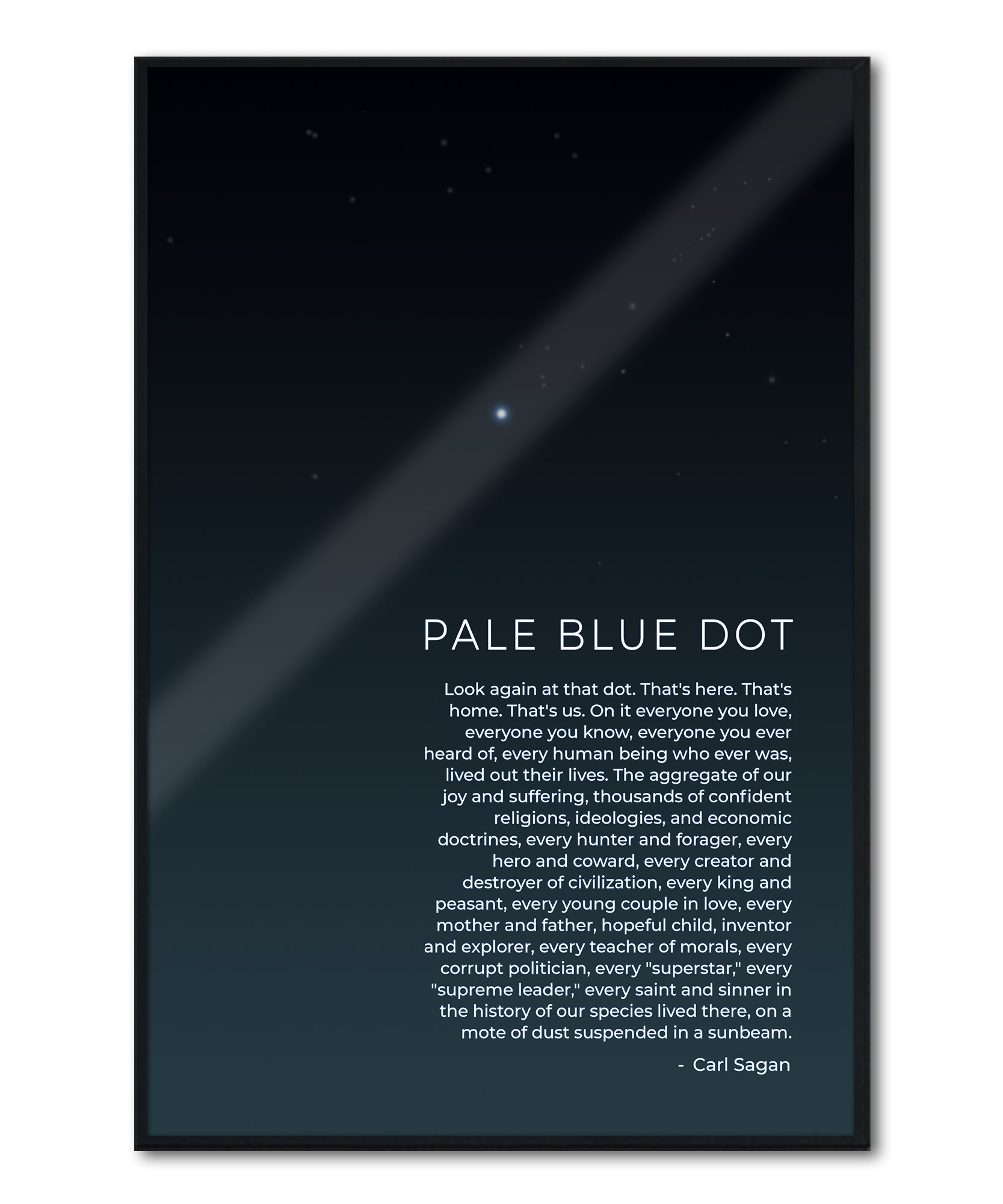 The Pale Blue Dot Poster Unframed, Carl Print Sagan, Astronomy Print ...