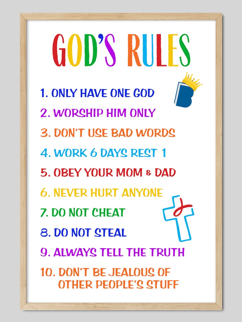 Ten Commandments Poster for Kids, Religious Scripture, Bible Verse ...