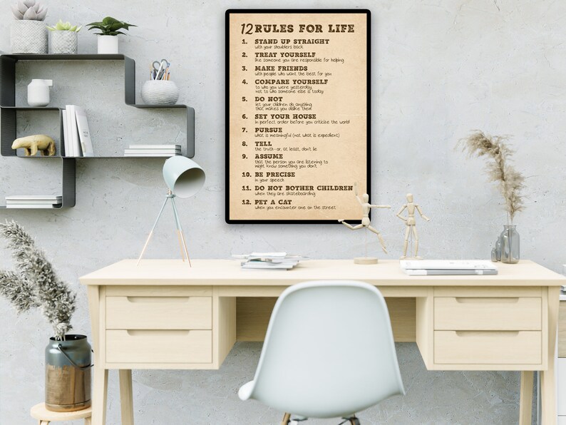 Rules for Life Motivational Poster Jordan Peterson Inspirational Wall ...