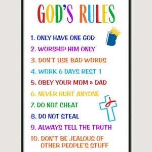 Ten Commandments Poster for Kids, Religious Scripture, Bible Verse ...