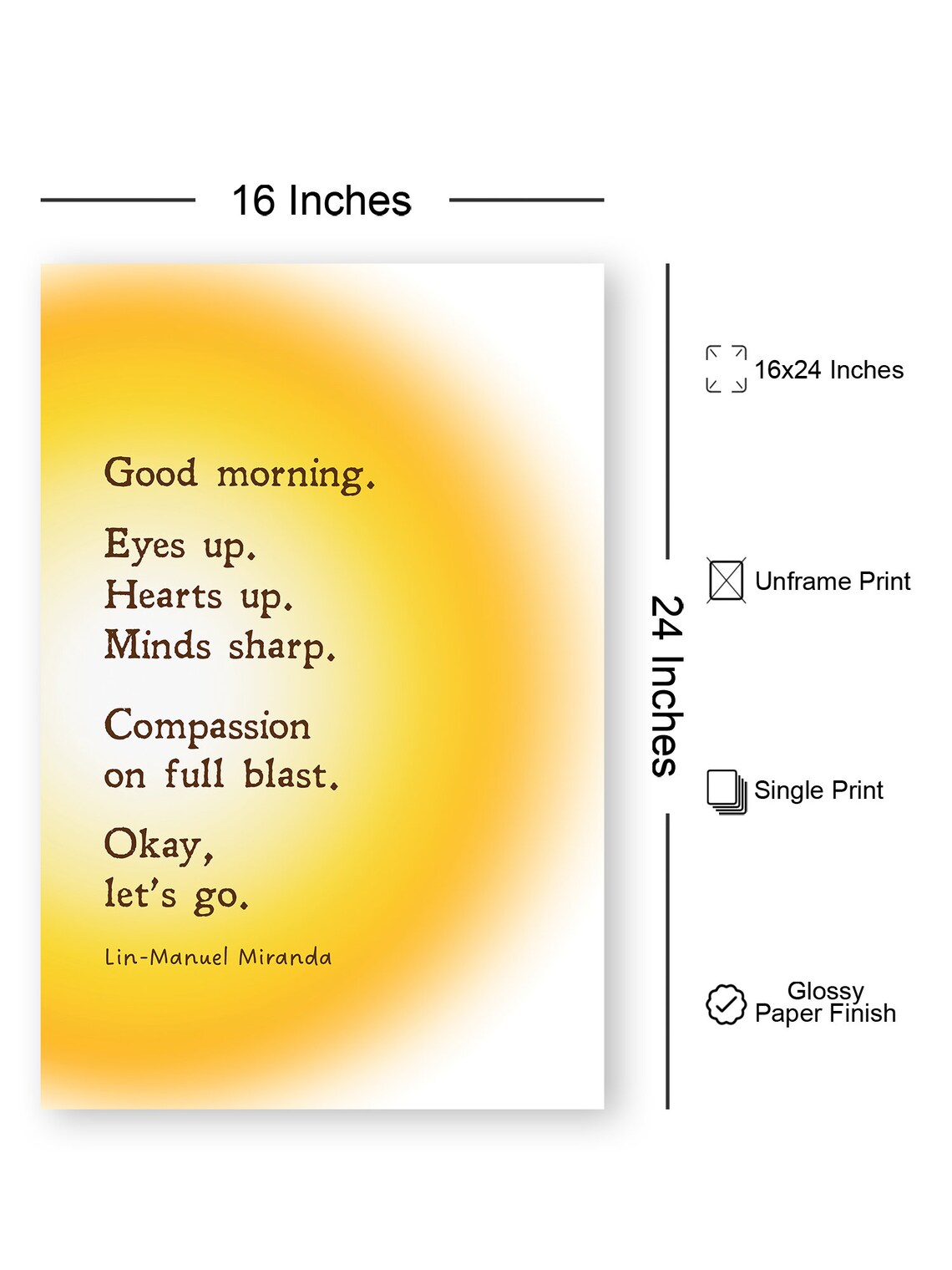 Lin Manuel Miranda Good Morning Poster Unframed, Motivational Wall Art ...