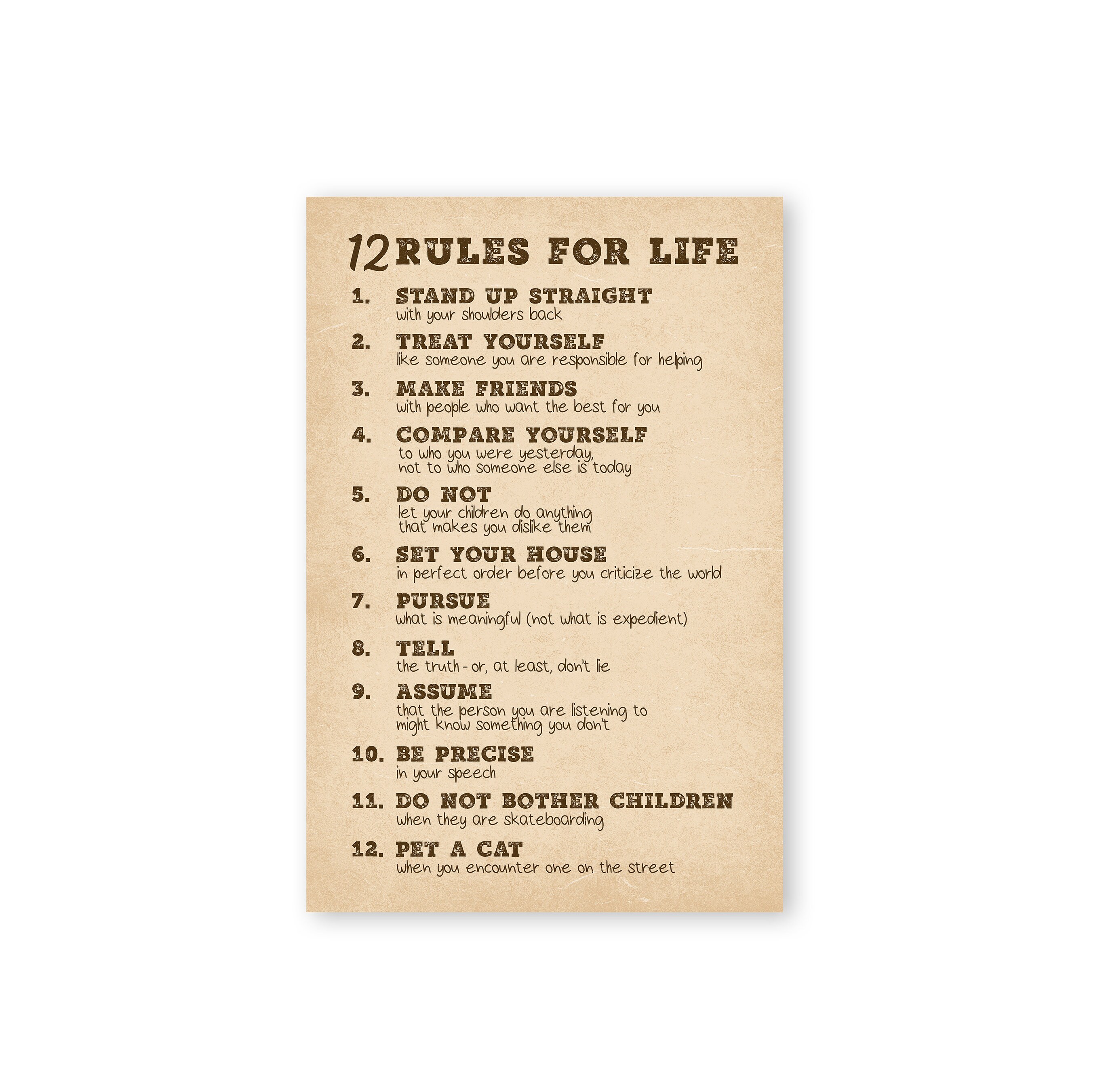 Rules for Life Motivational Poster Jordan Peterson Inspirational Wall ...