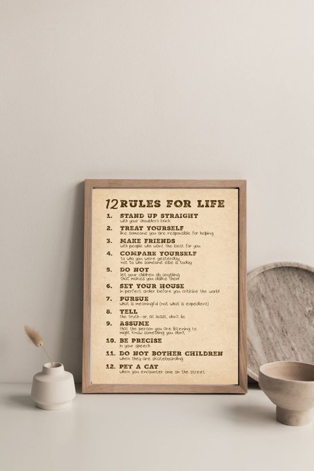 Rules for Life Motivational Poster - Jordan Peterson Inspirational Wall ...