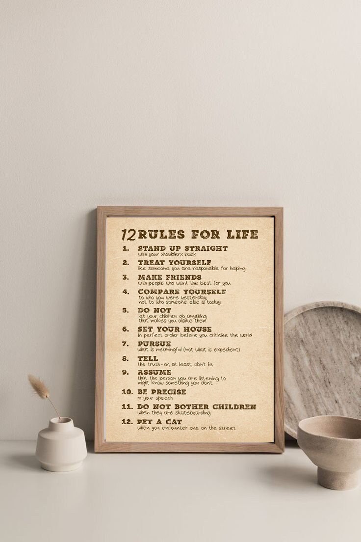 Rules for Life Motivational Poster - Jordan Peterson Inspirational Wall ...