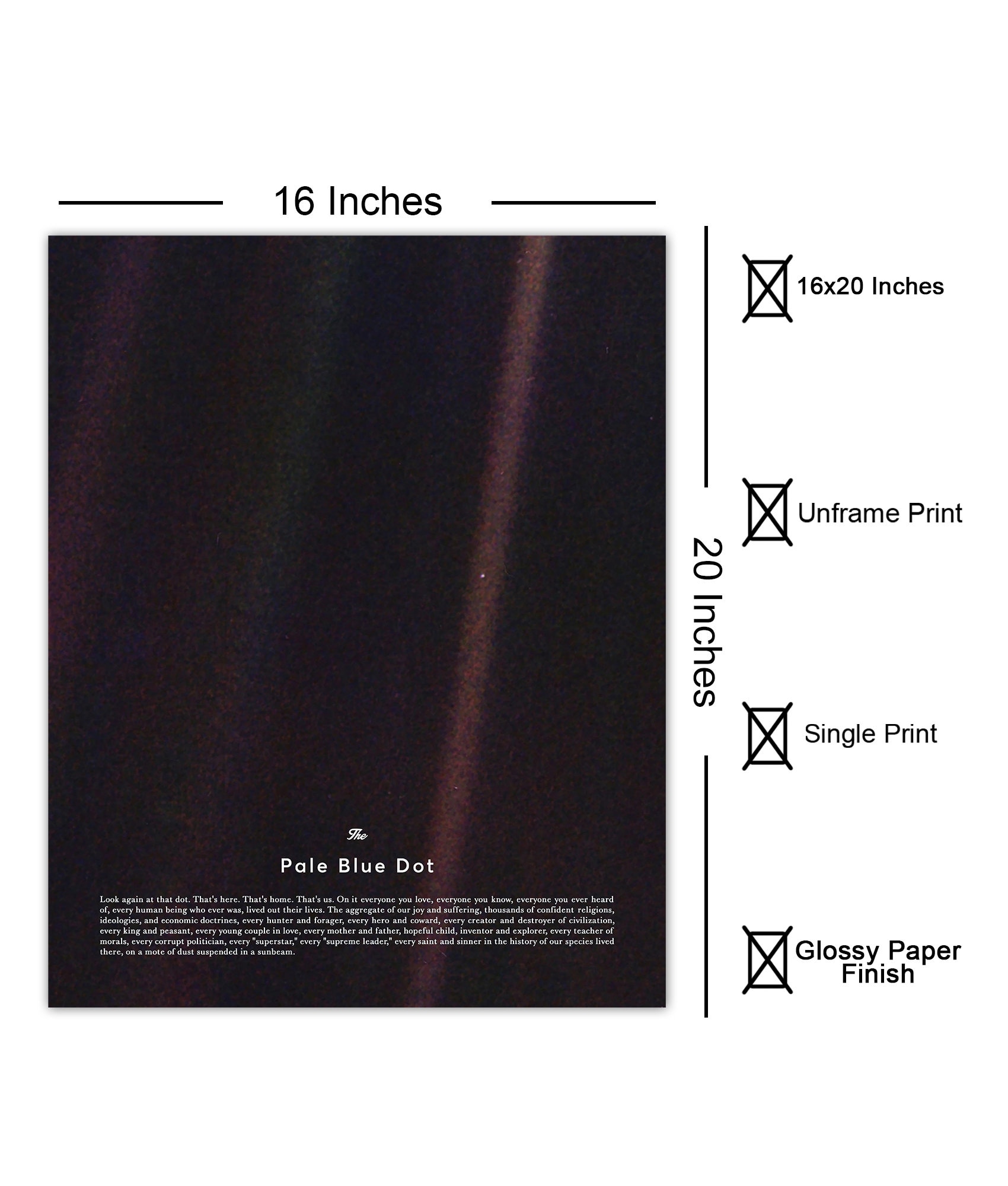 16x20 the Pale Blue Dot Poster Unframed, Carl Poster, Deep Space Art ...