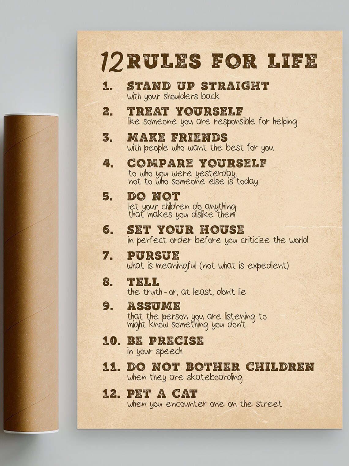 Rules for Life Motivational Poster Jordan Peterson Inspirational Wall ...