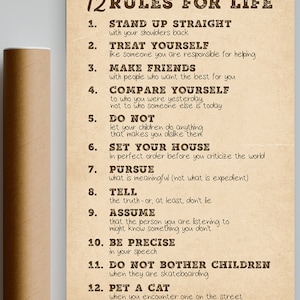 Rules for Life Motivational Poster - Jordan Peterson Inspirational Wall ...
