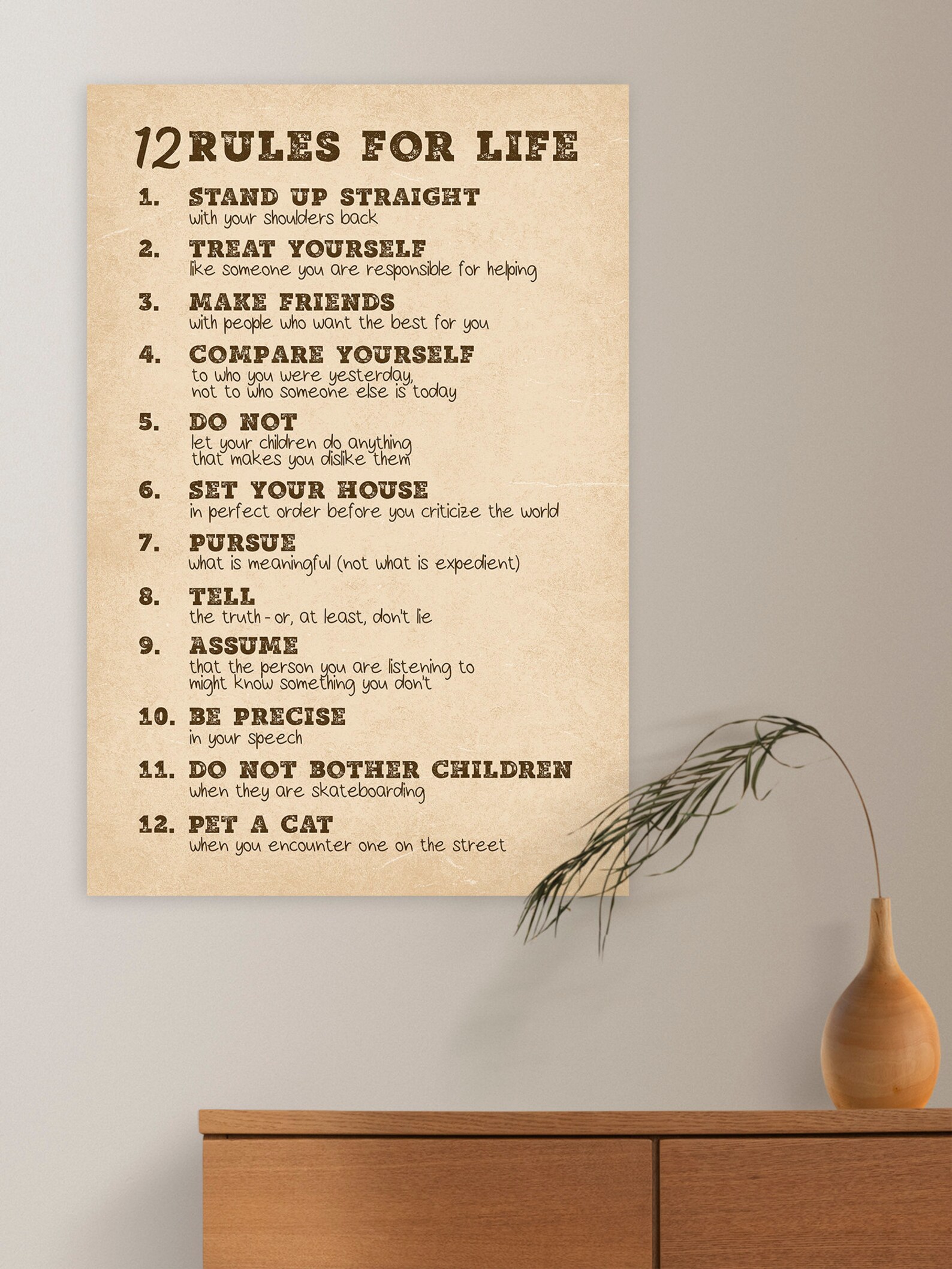 Rules for Life Motivational Poster Jordan Peterson Inspirational Wall ...